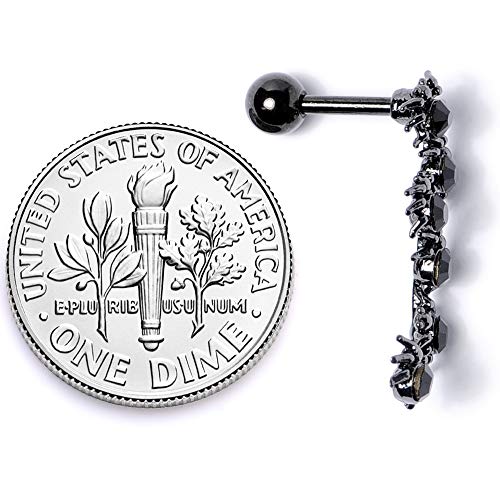 Body Candy 16G Womens 6mm Black PVD Steel Clear Accent Spiders Cartilage Earring Helix Tragus Jewelry 1/4"