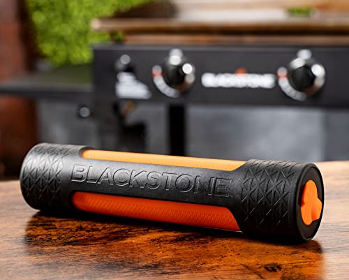 Blackstone 5433 Knife Roll Kit 1 Silicone Prep Mat, Integrated Salt and Pepper Shaker, 1 Large Prep Knife, 1 Small Prep Knife, 1 Containment Tube, Stainless Steel, Chef Travel Roll Bag/Case Orange
