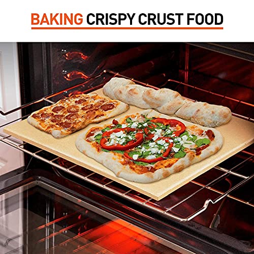 Arcedo Baking Stone for Bread, 15 x 12 Inch Rectangular Pizza Stone for Oven and Grill, Heavy Duty Ceramic Pizza Pan, Thermal Shock Resistant Pizza Grilling Stone for Pizza, Bread, Pies and More