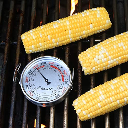 Escali AHG2 Stainless Steel Extra Large Direct Grill Surface Thermometer, Searing Temperature Zones 100-600F Degree Range