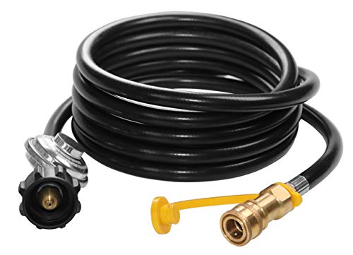DOZYANT 12 feet Propane Hose with Regulator - 3/8 inch Quick Connect Disconnect Replacement for Mr. Heater F271803 Big Buddy Indoor Outdoor Heater, Type 1 Connection x Quick Connect Fittings