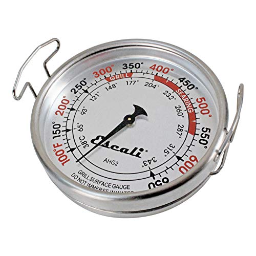 Escali AHG2 Stainless Steel Extra Large Direct Grill Surface Thermometer, Searing Temperature Zones 100-600F Degree Range