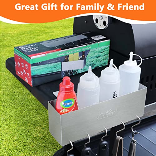 HULISEN Griddle Caddy, Grill BBQ Caddy Fits 28"/36" Blackstone Griddle, Stainless Steel Grill Accessories Tool Holder for Outdoor Grill, Removable Storage Organizer, Tool-Free No Drill Installation