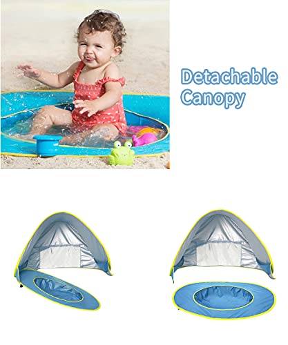 Bycc Bynn Baby Beach Tent, Pop Up Portable Beach Canopy, UV Protection Sun Shelter with Pool for Infant (Stripe-Pink)