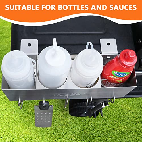 HULISEN Griddle Caddy, Grill BBQ Caddy Fits 28"/36" Blackstone Griddle, Stainless Steel Grill Accessories Tool Holder for Outdoor Grill, Removable Storage Organizer, Tool-Free No Drill Installation