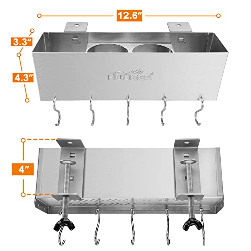 HULISEN Griddle Caddy, Grill BBQ Caddy Fits 28"/36" Blackstone Griddle, Stainless Steel Grill Accessories Tool Holder for Outdoor Grill, Removable Storage Organizer, Tool-Free No Drill Installation