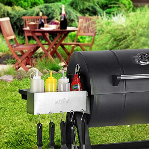 HULISEN Griddle Caddy, Grill BBQ Caddy Fits 28"/36" Blackstone Griddle, Stainless Steel Grill Accessories Tool Holder for Outdoor Grill, Removable Storage Organizer, Tool-Free No Drill Installation