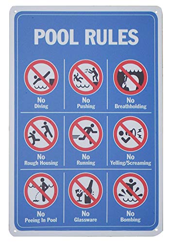 Monifith Pool Rules Sign No Diving No Pushing No Running No Peeing for Commercial Swimming Pools Yard Signs 8X12 Inch