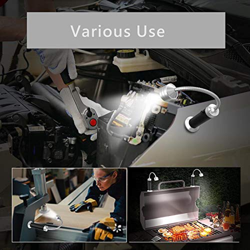 FBve Barbecue Grill Light, 2 Pack Magnetic Base Ultra-Bright LED Grill Lights, 360 Degree Flexible Gooseneck, Weather Resistant (2 Counts)