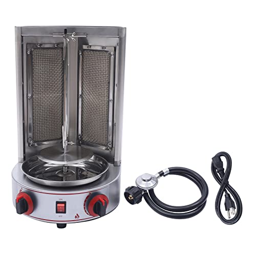 Shawarma Machine Grill Doner Kebab Machine Gas Vertical broilers Rotating Home Vertical Rotisserie 110V for Chicken Roast,Turkey Roast,Tacos,Roast