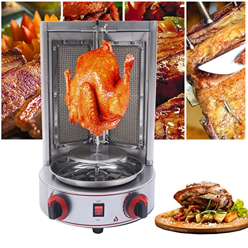 Shawarma Machine Grill Doner Kebab Machine Gas Vertical broilers Rotating Home Vertical Rotisserie 110V for Chicken Roast,Turkey Roast,Tacos,Roast