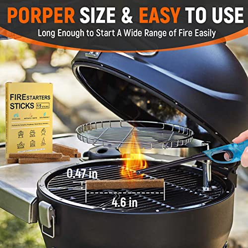 Realcook Natural Fire Starters for Campfires: Updated Fast BBQ Firestarters Cubes | Charcoal Fire Starter Squares for Fireplaces (15 Count)