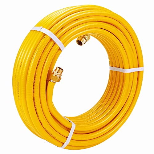 CSST Corrugated Stainless Steel Tubing 37 Ft 3/4" Flexible Natural Gas Line Pipe Propane Conversion Kit Grill Hose with Male Adapter Fittings