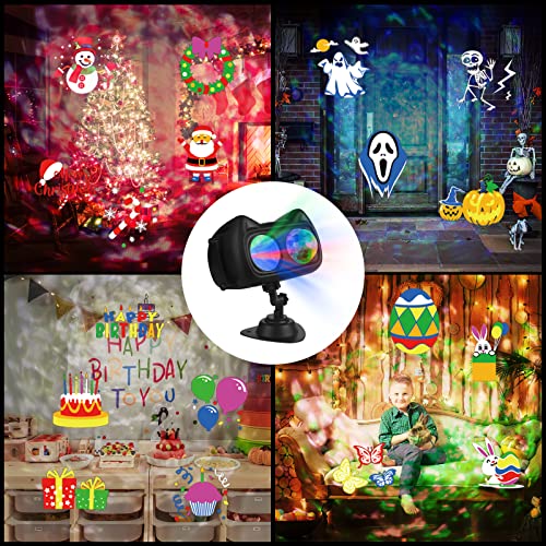Christmas Projector Lights Outdoor & Indoor,2022 Upgrade Snowflake Projector Light with Remote Control Timer,LED Moving Patterns & Ocean Wave Waterproof for Xmas Birthday Party Holiday Decorations