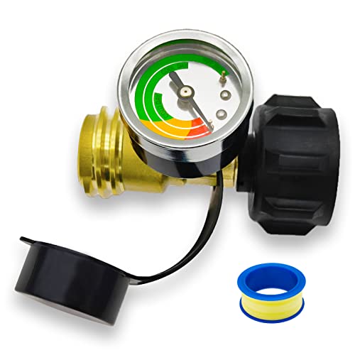 KERUKEXI Propane Tank Gauge Fuel Cylinder Level Indicator Leak Detector Gas Pressure Meter with Qcc1/Type1 Connection 3 Color Level Indicators Ambient Temperatures for BBQ RV Grill Appliances