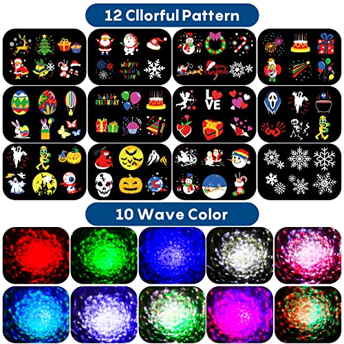 Christmas Projector Lights Outdoor & Indoor,2022 Upgrade Snowflake Projector Light with Remote Control Timer,LED Moving Patterns & Ocean Wave Waterproof for Xmas Birthday Party Holiday Decorations