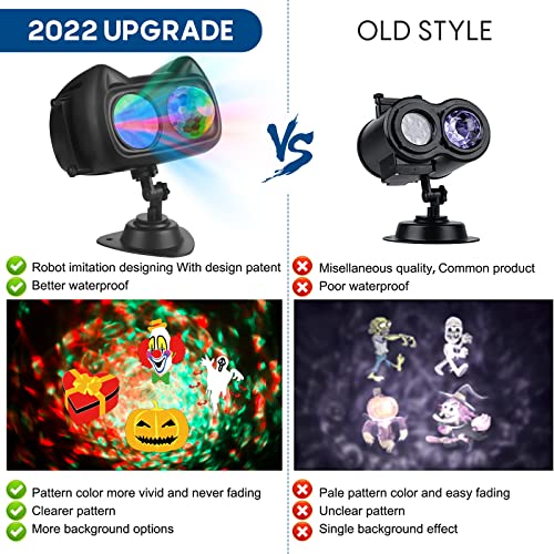 Christmas Projector Lights Outdoor & Indoor,2022 Upgrade Snowflake Projector Light with Remote Control Timer,LED Moving Patterns & Ocean Wave Waterproof for Xmas Birthday Party Holiday Decorations