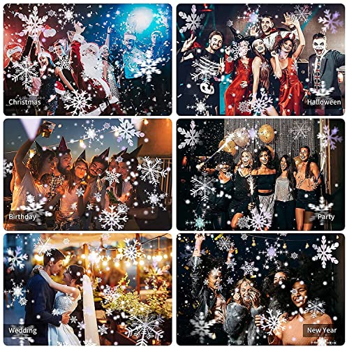 MOSOY Christmas Snowflake Projector Lights, Snowfall Projector LED Lamp Outdoor, Rotating White Snow Decoration Spotlights, IP65 Waterproof Night Light, for Christmas, Halloween,Wedding, Party