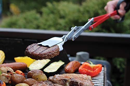 BBQCroc 3 in 1 Barbecue Tool 26-inch - Extra Light and Extra Long Tongs, Spatula and Grill Scraper (Red) β Longest BBQ Tool Ever!