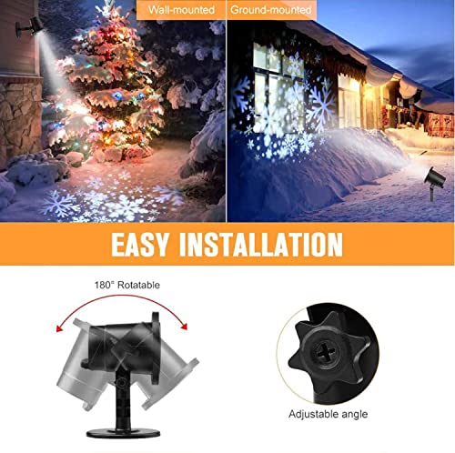MOSOY Christmas Snowflake Projector Lights, Snowfall Projector LED Lamp Outdoor, Rotating White Snow Decoration Spotlights, IP65 Waterproof Night Light, for Christmas, Halloween,Wedding, Party