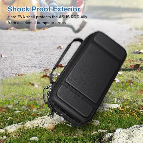 Fintie Case for ASUS ROG Ally X 2024 / ROG Ally 2023, Shockproof Protective Cover Hard Shell with Inner Pocket & 14 Game Card Slots, Black