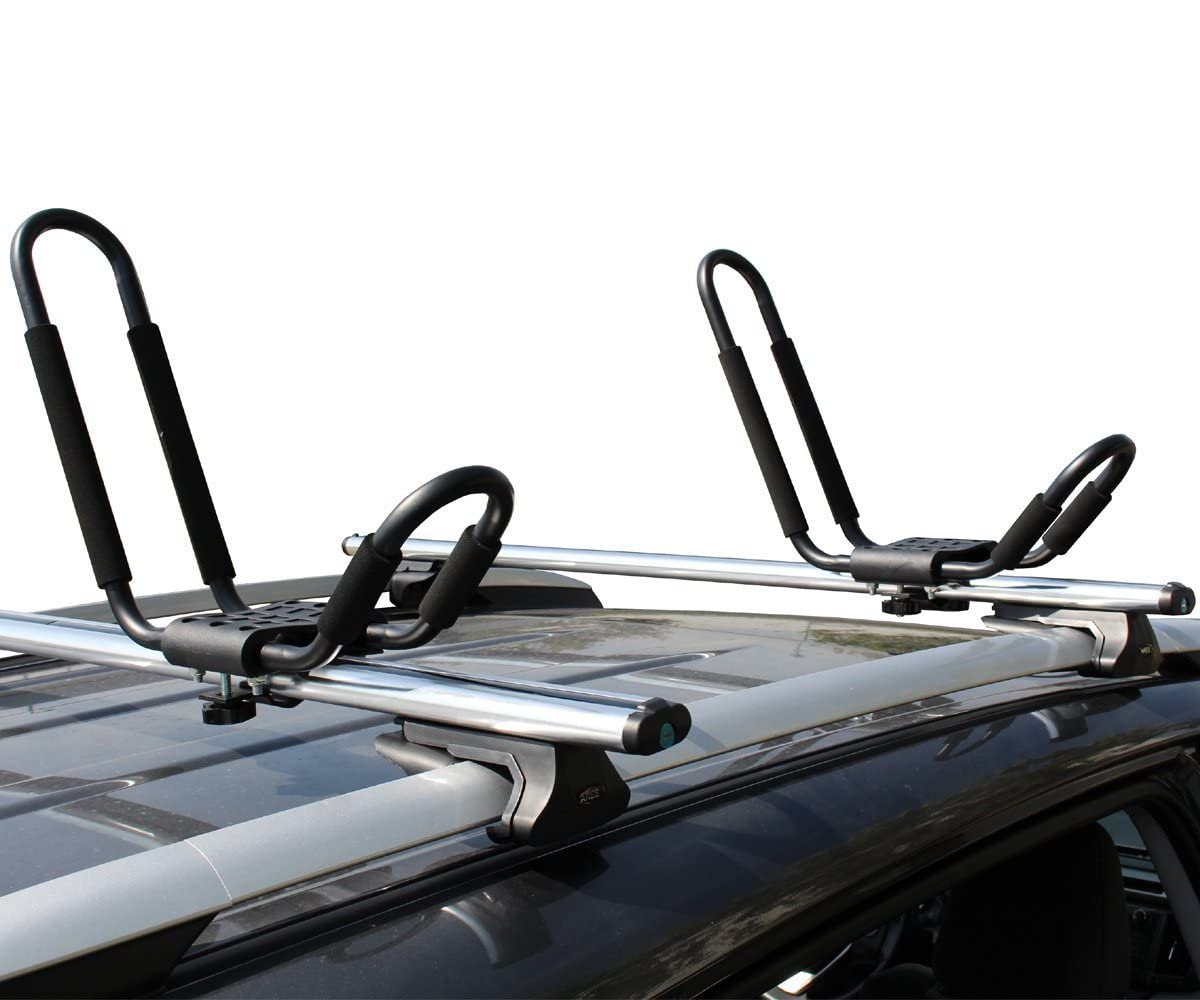 TMS J-Bar Rack HD Kayak Carrier Canoe Boat Surf Ski Roof Top Mounted on Car SUV Crossbar