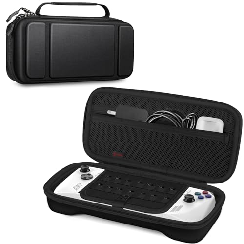 Fintie Case for ASUS ROG Ally X 2024 / ROG Ally 2023, Shockproof Protective Cover Hard Shell with Inner Pocket & 14 Game Card Slots, Black