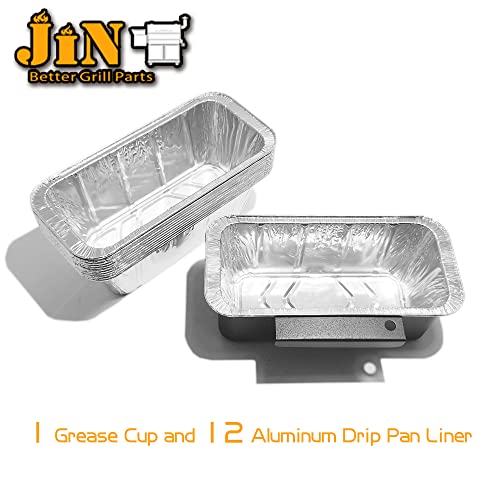 Grease Cup Drip Catcher Cup for Blackstone Griddles Accessories, Grill Collection Pan Drip Tray Replacement Part for Blackstone 28 inch 36 inch Professional Flat Top(1pan+12liners)