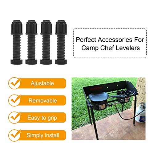 LS'BABQ Adjustable Leg Levelers-Accessories for Camp Chef Explorer Stoves,Expedition Grill,Set of 4