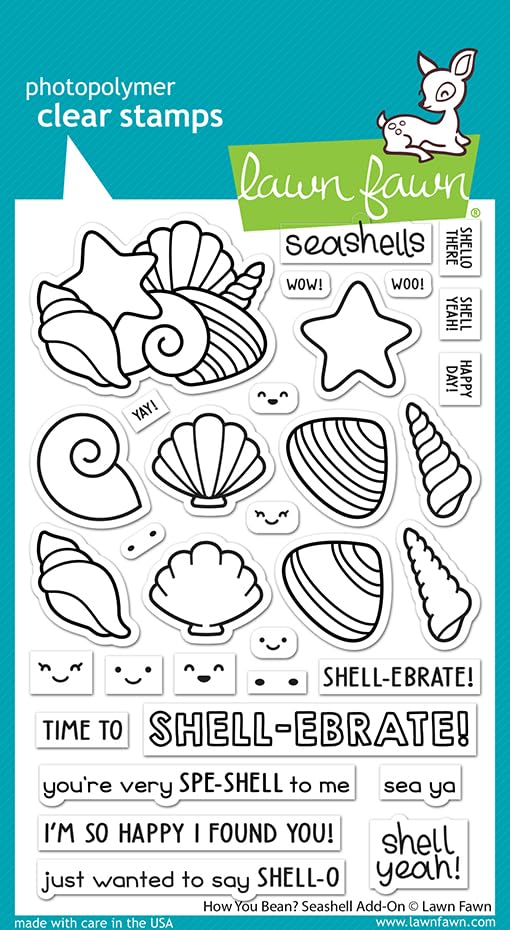 Lawn Fawn Clear Stamp & Die Set - How You Bean? Seashell Add-On - Two Item Bundle