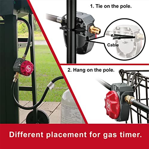 NO WORRIEZ 80,000 BTU Safety Automatic Outdoor BBQ Shut Off Mechanical Structure Gas Timer for Propane Grill and Natural Gas Grill(with 3/8'' flared assembly connector and hose, patent pending)