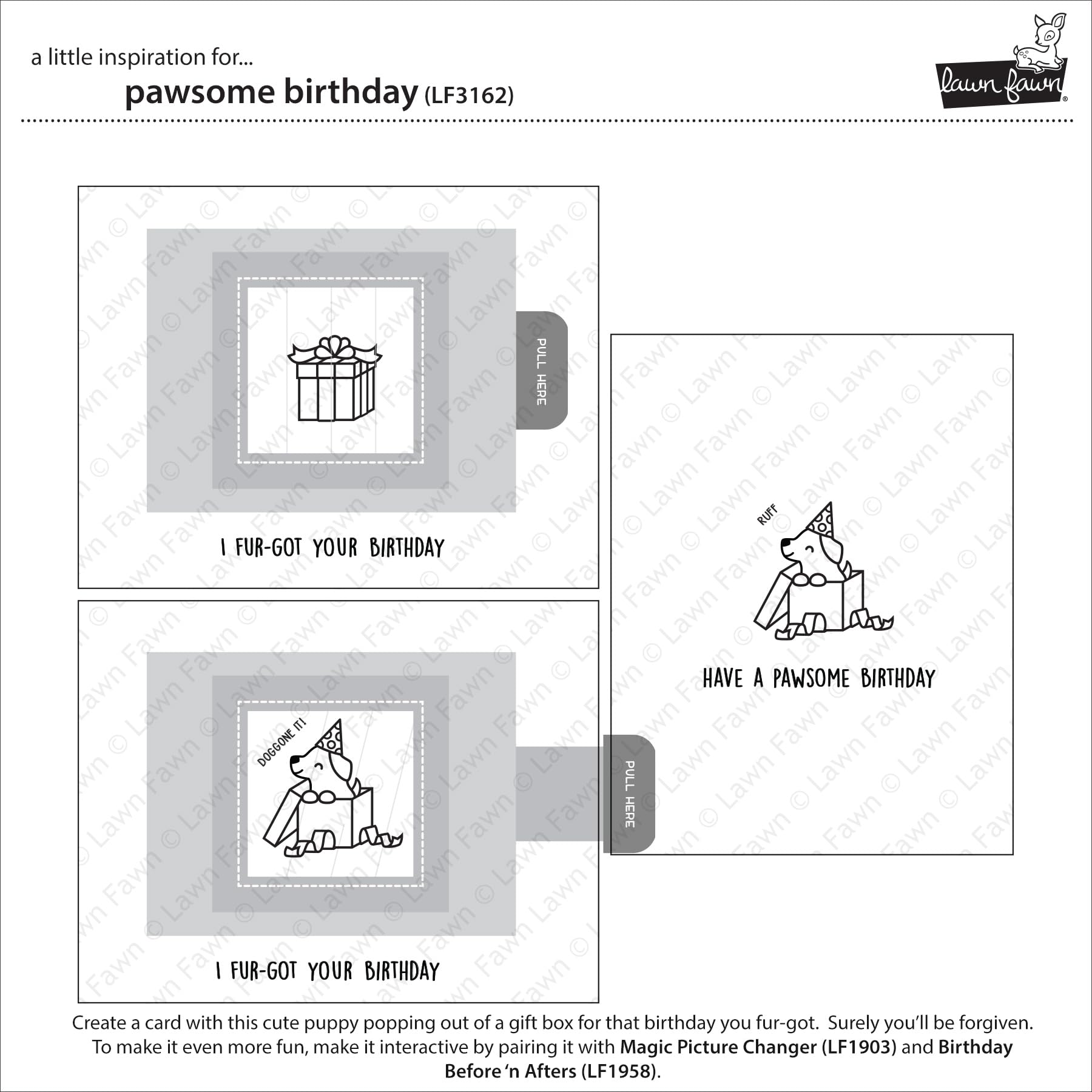Lawn Fawn - Pawsome Birthday - Stamps and Dies - 2 Item Bundle