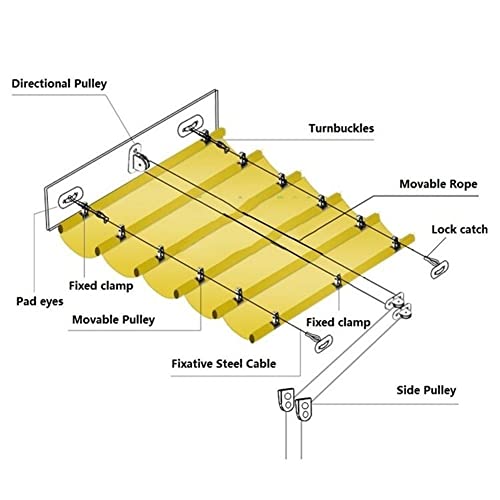 exproyzk Pergola Shade Cover Awning - Retractable Waterproof for Patio Deck - Slide on Wire Wave Shade Sail (Color : Sand, Size : 1.5x4m)
