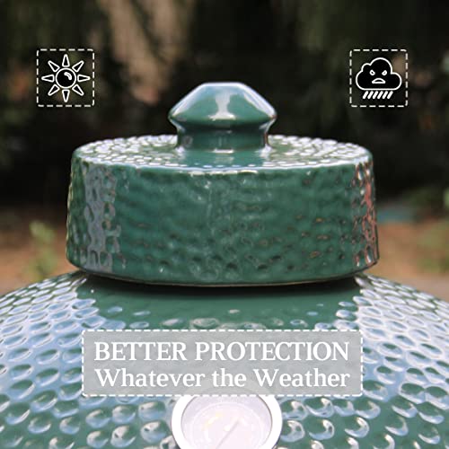 GriAddict Big Green Egg Ceramic Chimney Rain Cap, Big Green Egg Grill Top Vent Replacement Parts - Great for Medium, Large, XLarge Green Egg Accessories, Top Damper for Easy Grasp and Anti-Hot