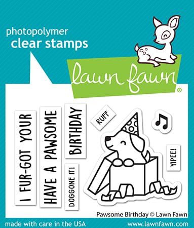 Lawn Fawn - Pawsome Birthday - Stamps and Dies - 2 Item Bundle
