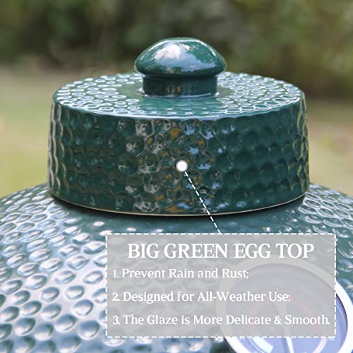 GriAddict Big Green Egg Ceramic Chimney Rain Cap, Big Green Egg Grill Top Vent Replacement Parts - Great for Medium, Large, XLarge Green Egg Accessories, Top Damper for Easy Grasp and Anti-Hot