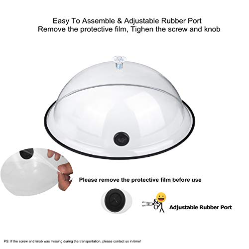 TMKEFFC Smoking Cloche Dome Cover 10 inch Lid for Smoke Infuser, Version 1, Specialized Accessory for Smoker Gun Smoking Infusion Plates, Bowls and Glasses, Transparent