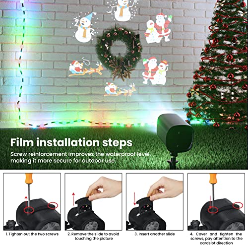 Christmas Projector Lights Outdoor & Indoor, 42 HD Effects Patterns Snowflake Christmas Decorations, Waterproof IP65 with Remote Control Timer, Landscape Lights for Party Yard Garden Gift