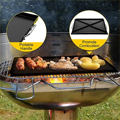 VEVOR Carbon Steel Griddle, Griddle Flat Top Plate, Griddle for BBQ Charcoal/Gas Gril with 2 Handles, Rectangular Flat Top Grill with Extra Drain Hole for Tailgating and Parties (16"x24")