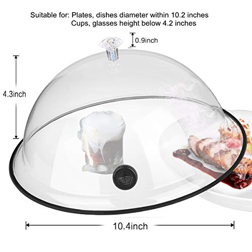 TMKEFFC Smoking Cloche Dome Cover 10 inch Lid for Smoke Infuser, Version 1, Specialized Accessory for Smoker Gun Smoking Infusion Plates, Bowls and Glasses, Transparent
