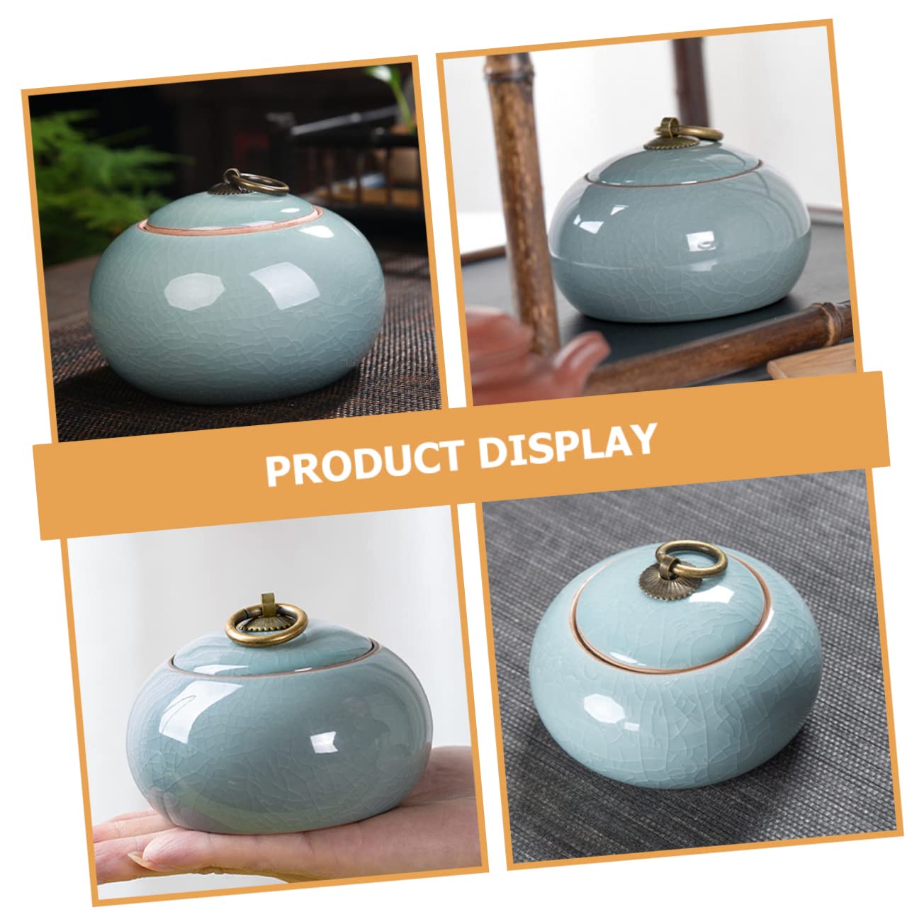 EXQUIMEUBLE Ceramic Tea Vintage Tea Kettle Metal Container Ceramic Canisters with Lids Tea Bag Holder Tea Storage Holder Porcelain Loose Tea Jar Tea Holder with Lid Candy Jar Pu'er China