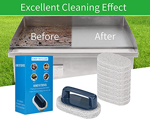 Griddle Cleaning Kit for Blackstone, Flat Top Grill Scrubber, Scouring Pads Brush with Handle, Griddle Grill Cleaning Accessories Tools