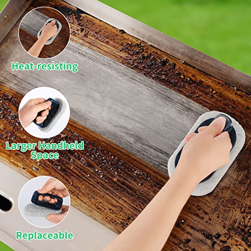 Griddle Cleaning Kit for Blackstone, Flat Top Grill Scrubber, Scouring Pads Brush with Handle, Griddle Grill Cleaning Accessories Tools