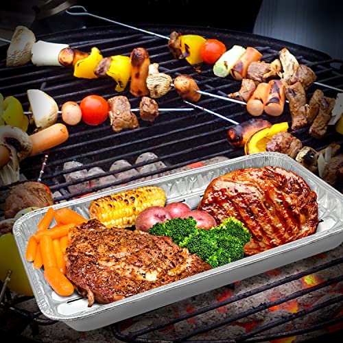 Disposable Aluminum Broiler Pans with Holes โ Good for BBQ, Grill Trays โ Multi-20 Pack of Durable Aluminum Sheet Pans 13.4" x 9" x 0.85"