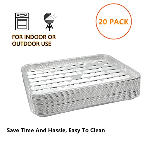 Disposable Aluminum Broiler Pans with Holes โ Good for BBQ, Grill Trays โ Multi-20 Pack of Durable Aluminum Sheet Pans 13.4" x 9" x 0.85"
