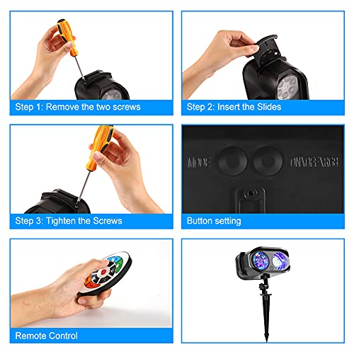 Christmas Projector Lights, Joycabin 6-in-1 Aurora Moving Patterns LED Lights, Waterproof Halloween Landscape Light with Remote Control Timer for Outdoor/Indoor Christmas Holiday Party