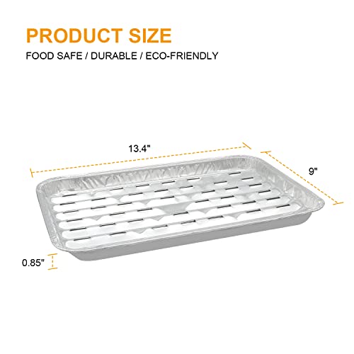 Disposable Aluminum Broiler Pans with Holes โ Good for BBQ, Grill Trays โ Multi-20 Pack of Durable Aluminum Sheet Pans 13.4" x 9" x 0.85"