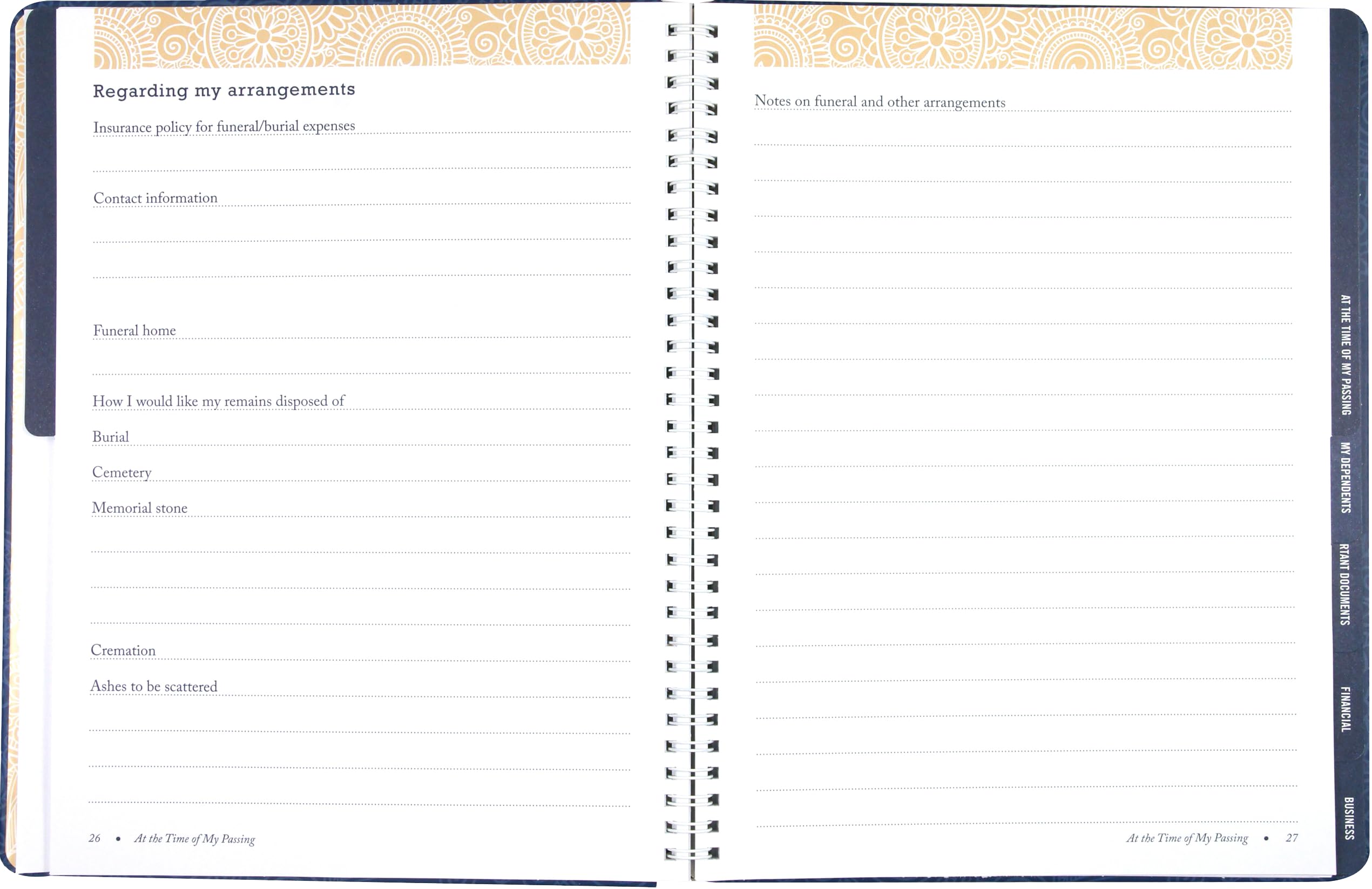 Peace of Mind Planner: Important Information about My Belongings, Business Affairs, and Wishes