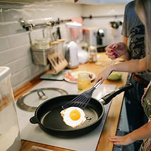 2Pack Nylon Fish Spatula, KSENDALO Slotted Egg Spatula with Stainless Steel Hollow Handle for Frying Flipping, Turning