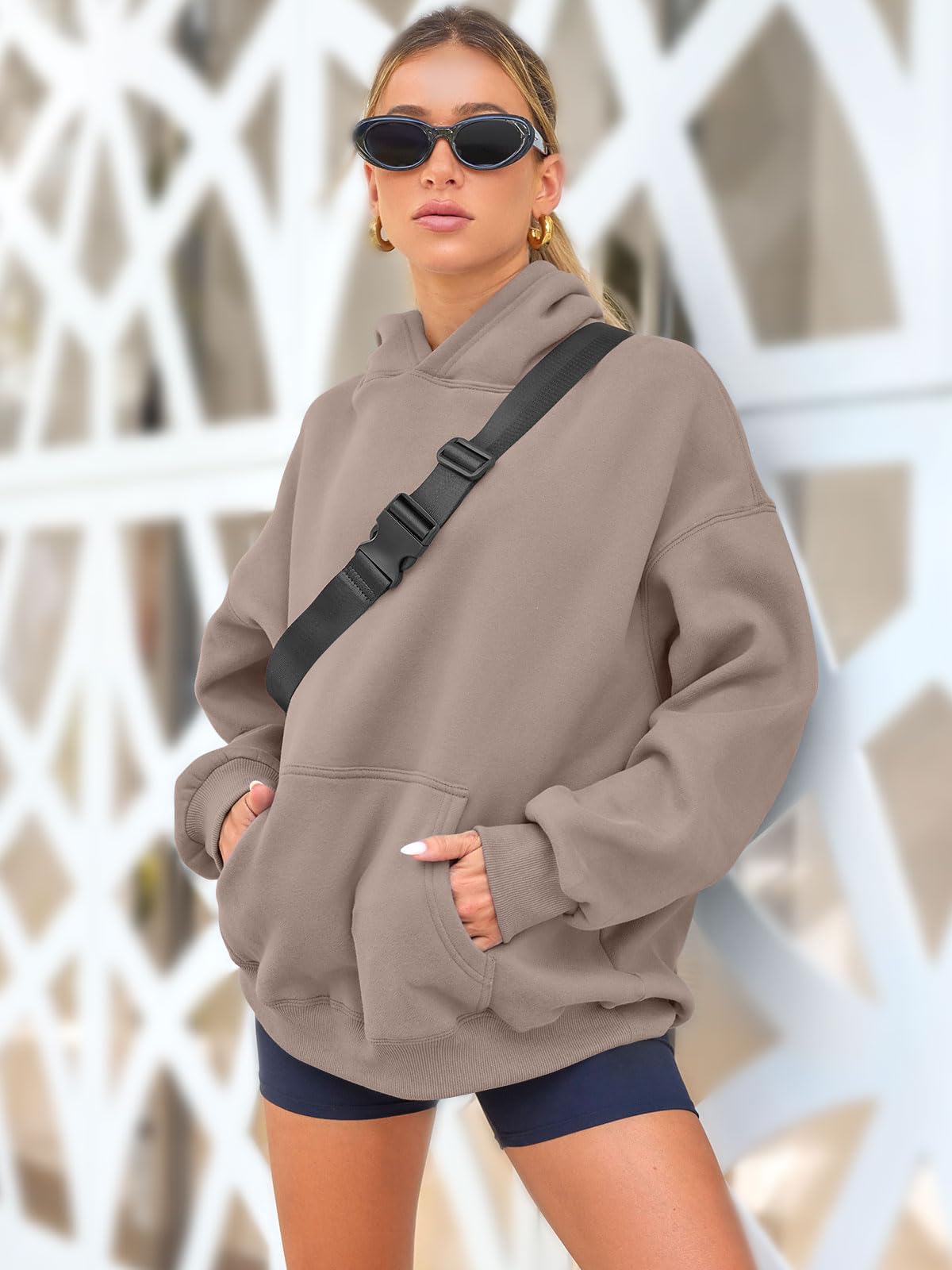 AUTOMET Oversized Sweatshirt for Women Fall Outfits 2025 Fleece Casual Hoodies Sweaters Long Sleeve Fashion Shirts with Pockets CoffeeGrey M